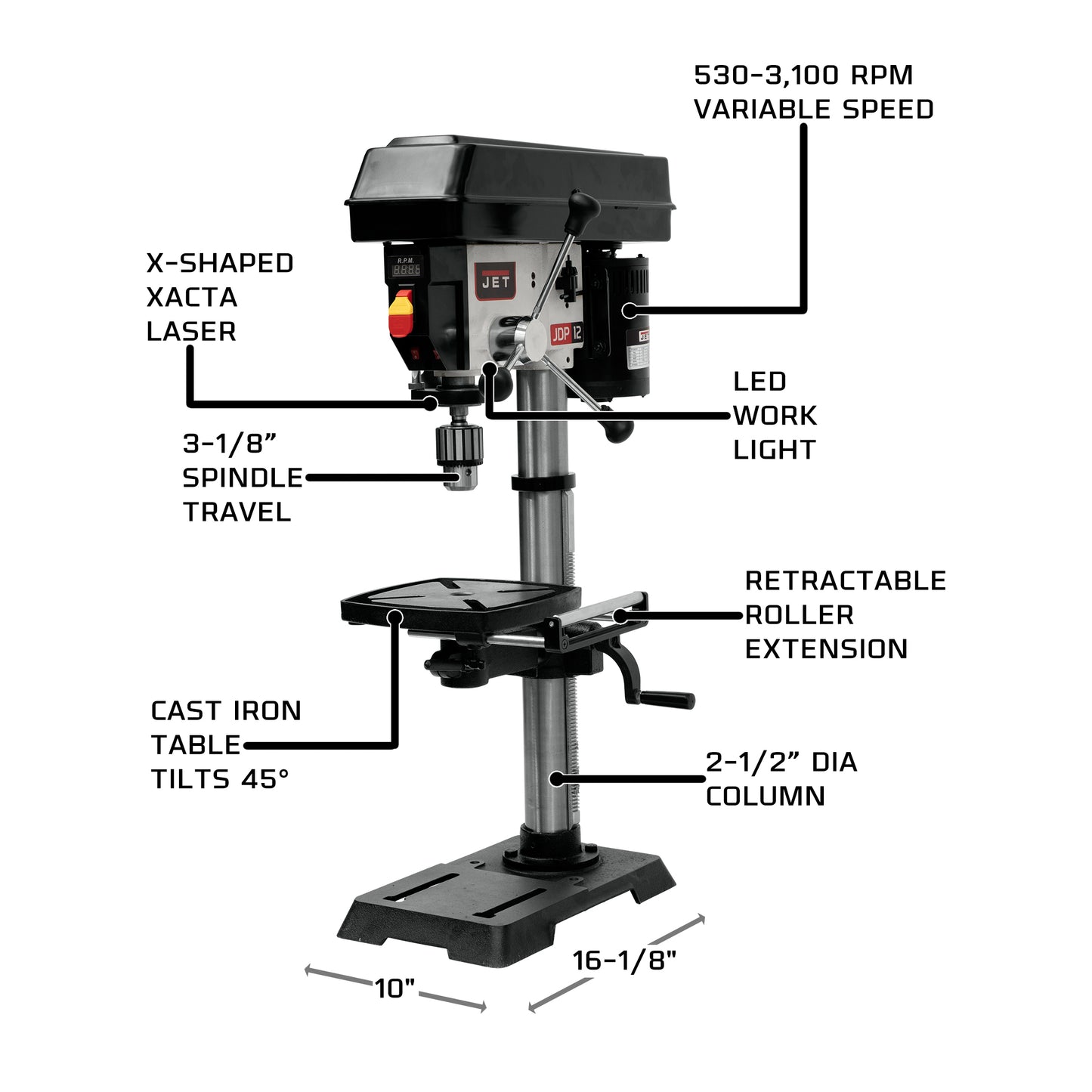 JET 12" Drill Press with DRO – Eagle Tools